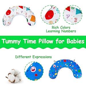 Amazon.com: beetoy Tummy Time Pillow with Baby Mirror,Tummy Time Mirror with Detachable Teethers ...
