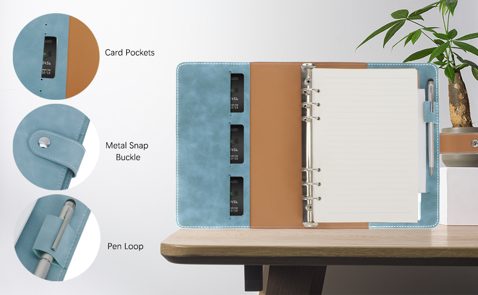 Amazon.com : Colorlife A5 PU Leather Binder 6-Ring Notebook Binder with ...