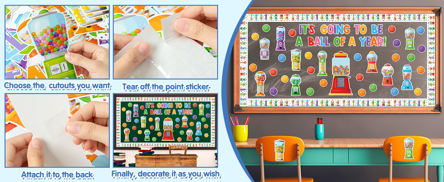 Amazon.com : CPicdn 120Pcs Back to School Gumball Machine Bulletin ...