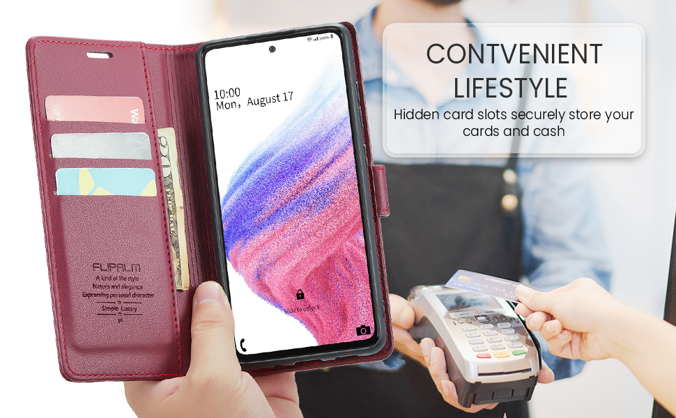 Amazon.com: FLIPALM for Samsung Galaxy A53 5G Wallet Case with RFID Blocking Credit Card Holder ...