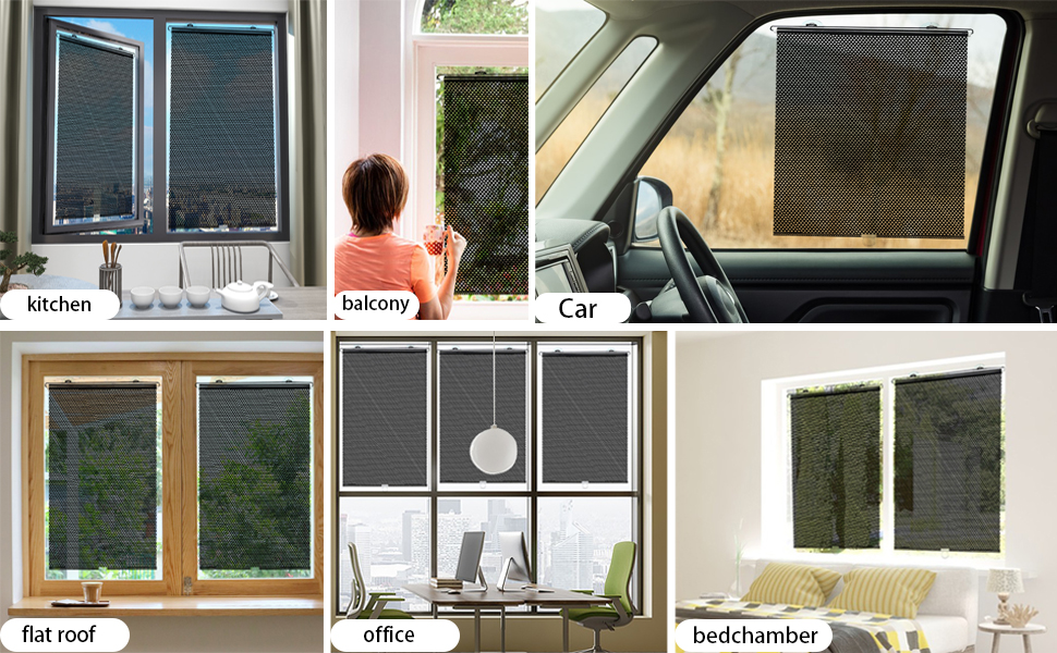 Amazon.com: HBDHCUUN Temporary Blackout Roller Blinds with Suction Cups,Adjustable Thermal ...