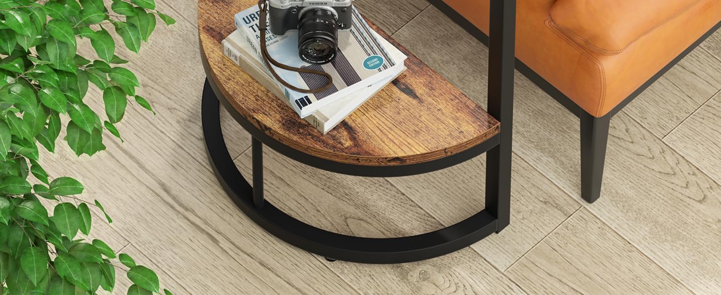 Amazon.com: Tribesigns 2-Tier End Table Half Round, Narrow Semi Circle Side Tables with Storage ...