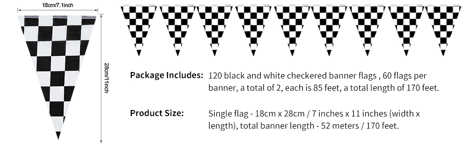 Amazon.com: RUBFAC 170ft 120pcs Black and White Checkered Flag Banner ...