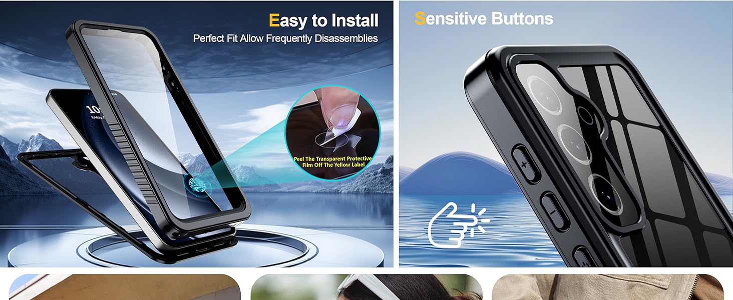 ANTSHARE for Samsung Galaxy S24 FE Case, IP68 Waterproof with Built-in Screen/Camera Protector ...