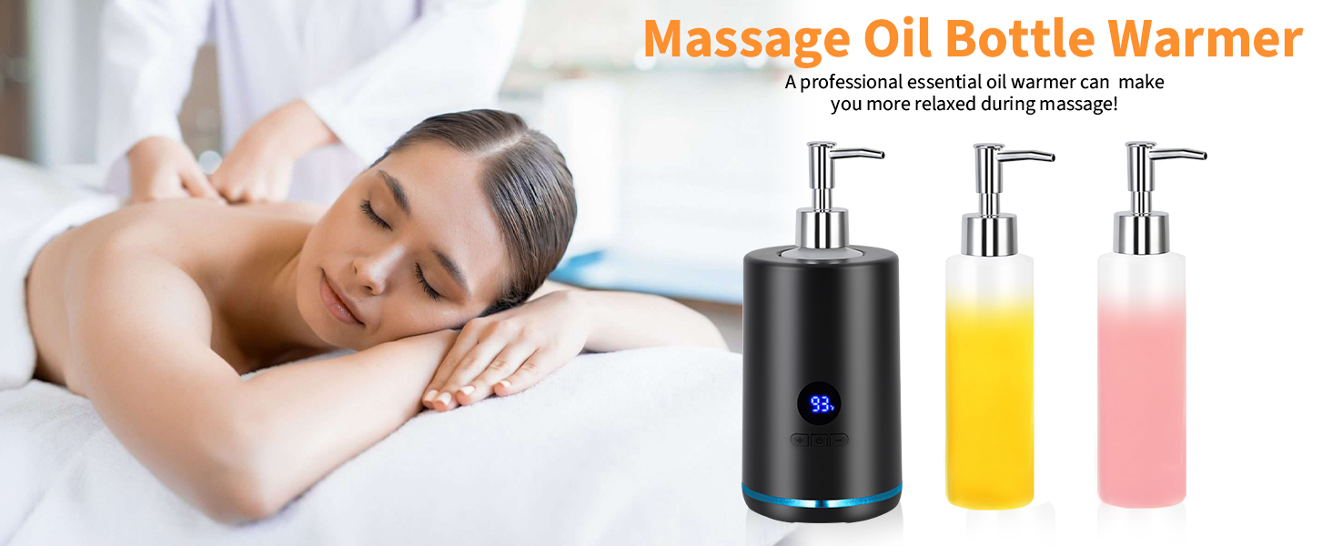 Amazon.com: Electric Massage Oil Lotion Warmer with Pump, Electric Digital Heater with 2 Bottles ...