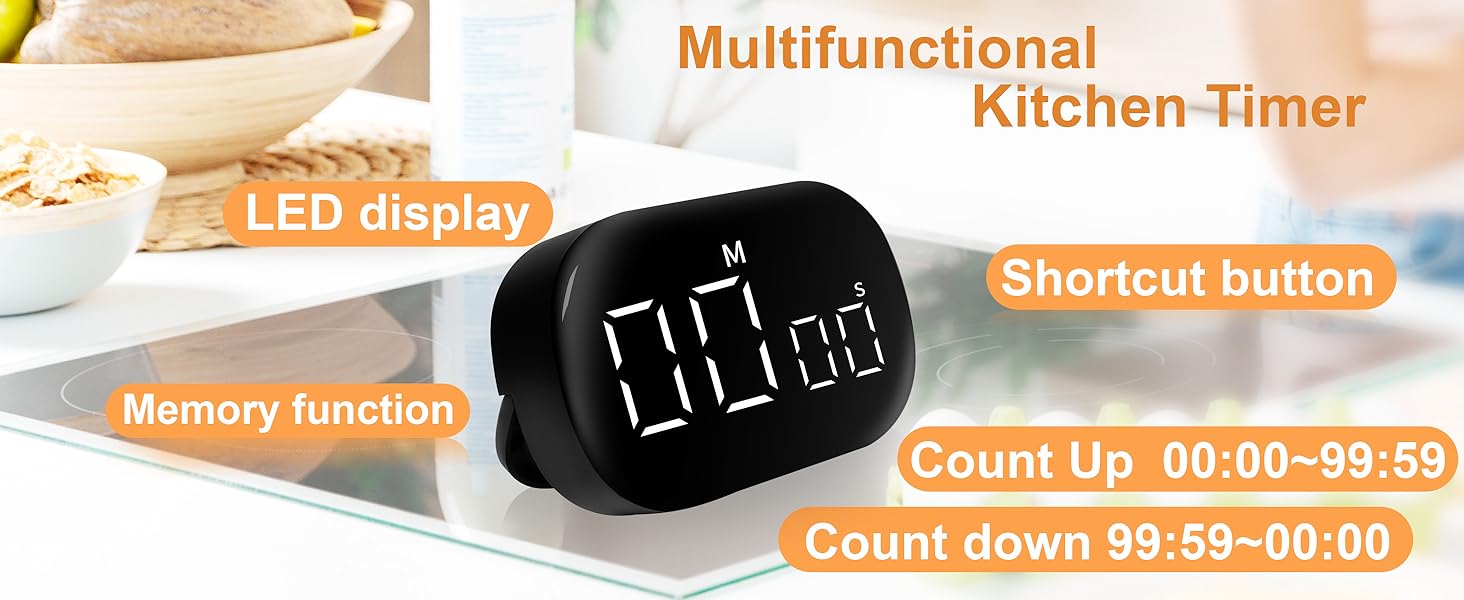 Amazon.com: VEWINGL Digital Kitchen Timer,Magnetic Timer with Large LED ...