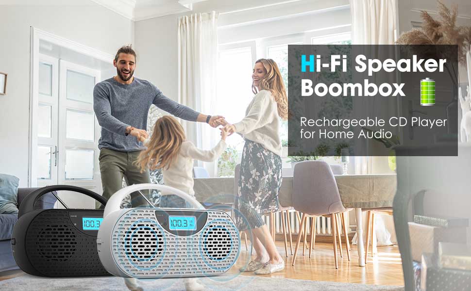 Amazon.com: Portable Bluetooth CD Boombox, Mini Small CD Player with ...