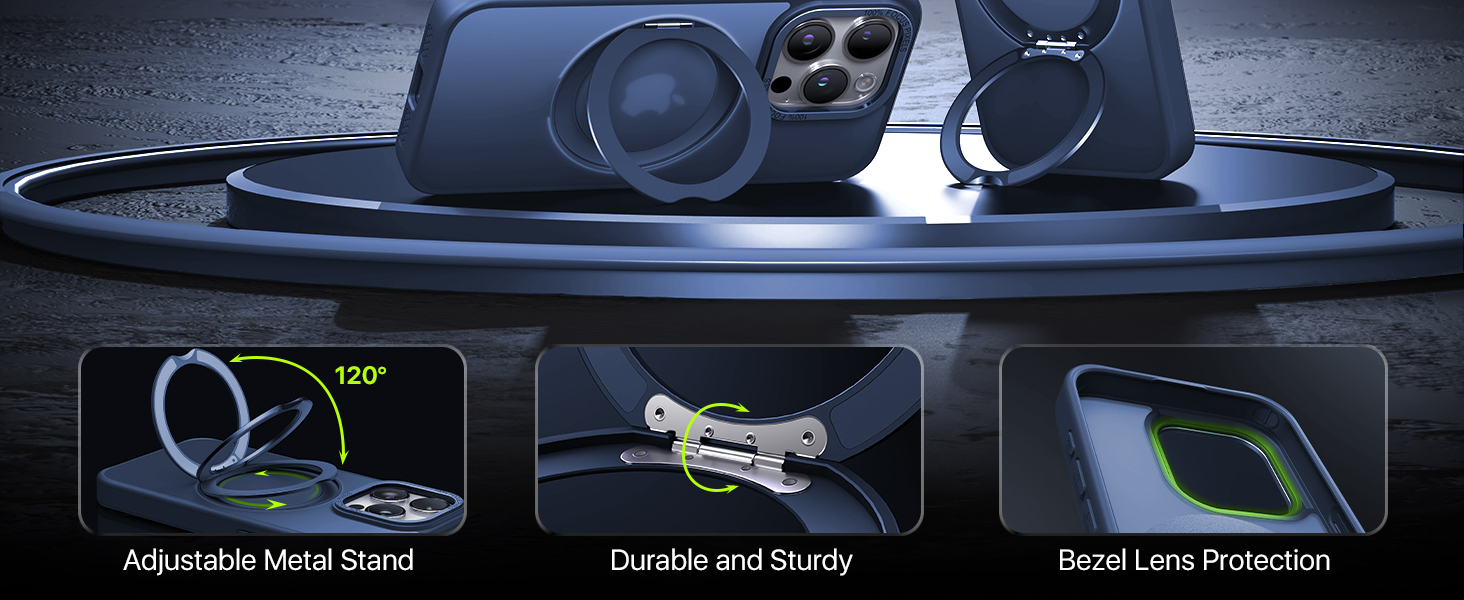 Amazon.com: QTlier case for iPhone 16promax, 360 Rotatable Ring Stand, Raised Camera Frame ...