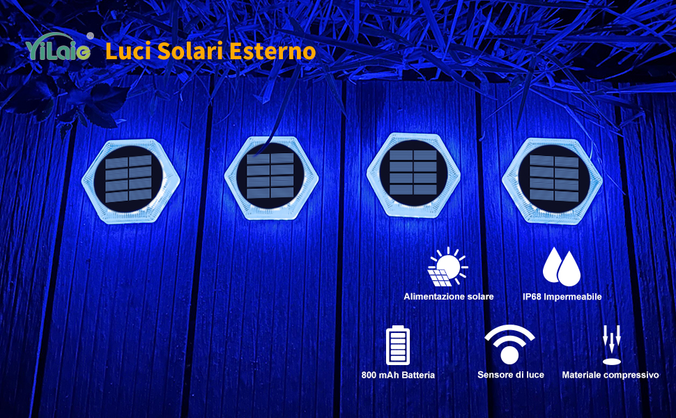 YiLaie Luci Solari Giardino Esterno，Lampade del ponte solare esterni IP68 Impermeabile Auto On ...