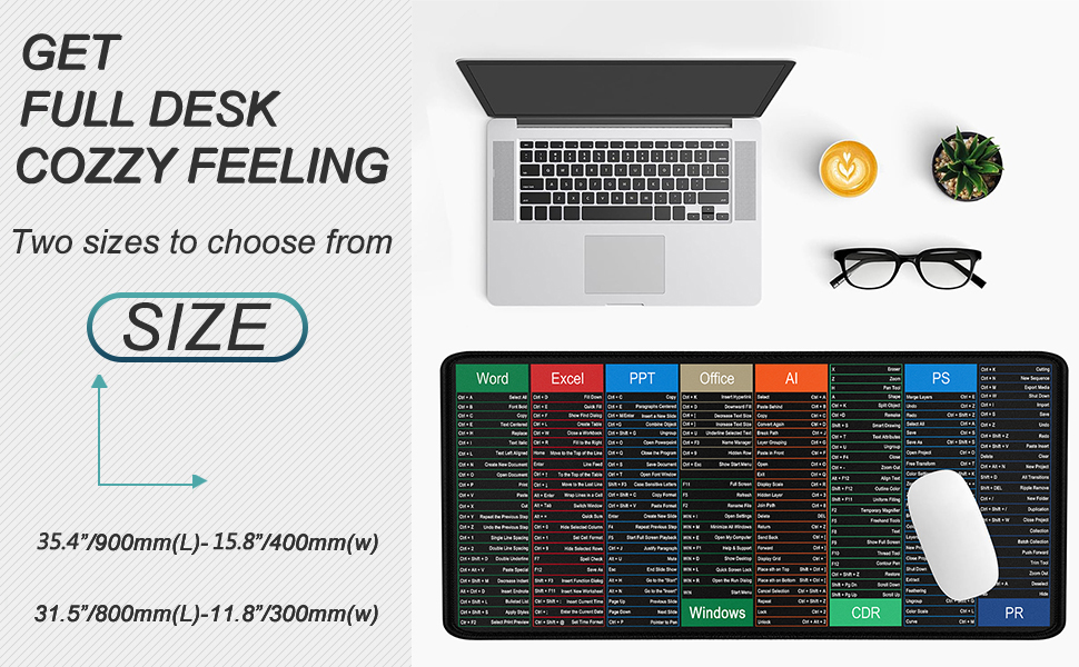 Mouse Pad Gaming - Excel Mouse Pad Shortcuts Mouse Mat with Stitched ...