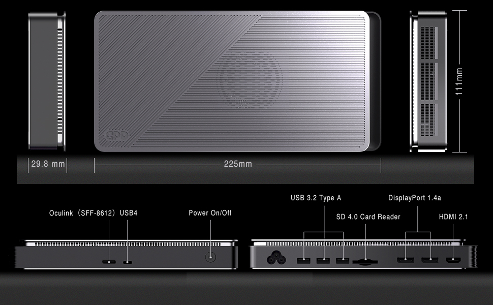 GPD G1 2024 eGPU Dockingstation mit AMD Radeon RX 7600M XT, 8GB GDDR6, Oculink eGPU, 3X USB 3.2 ...