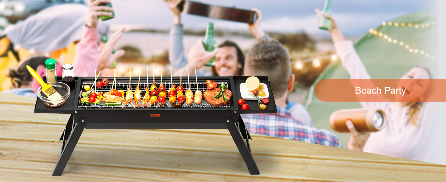 Amazon.com: VEVOR Portable Charcoal Grill 23 inch, Small Barbecue Grills Folding BBQ Grills ...