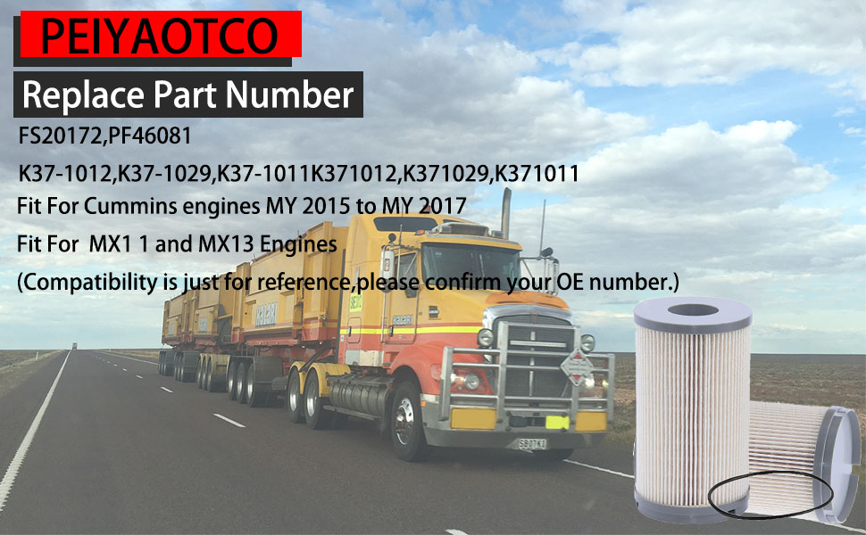 Amazon.com: K37-1029 Fuel Filter Compatible with 2015-2017 Paccar MX11 MX13 Cummins ISX15 ...