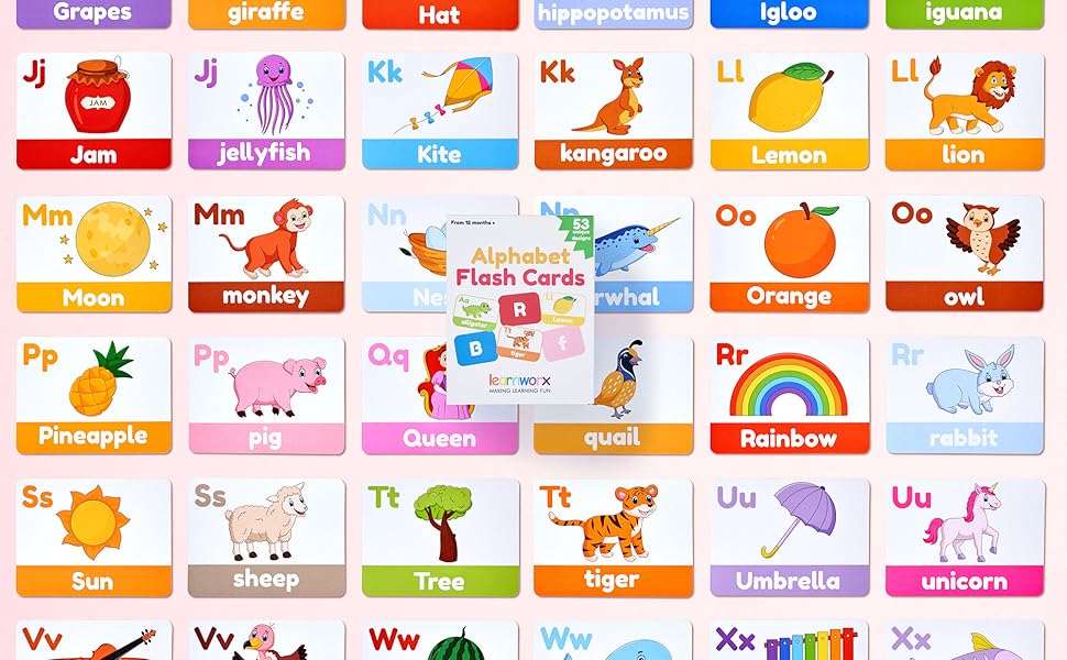 Amazon.com: Alphabet ABC Flash Cards for Toddlers 2-4 Years - 52 Flashcards – ABC Cards ...