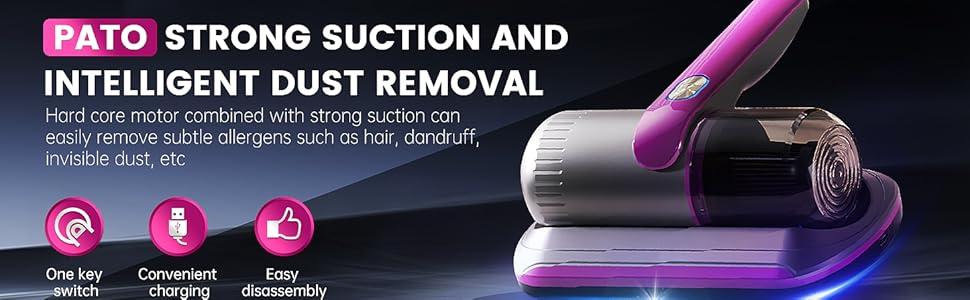 Amazon.com: PATO Mattress Vacuum Cleaner, Wireless Handheld Bed Vacuum Cleaner with UV-C Light ...