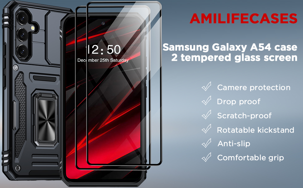 AMILIFECASES For Samsung Galaxy A54 5G Case, Military Grade Shockproof Samsung A54 Case with ...