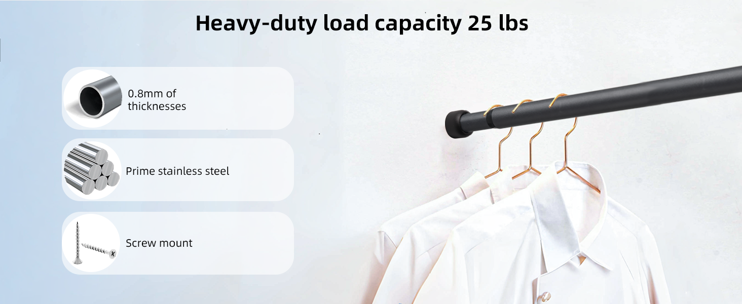 Amazon.com: Closet Rod for Hanging Clothes, 16-25 Inch Adjustable Shower Curtain Rod Heavy Duty ...