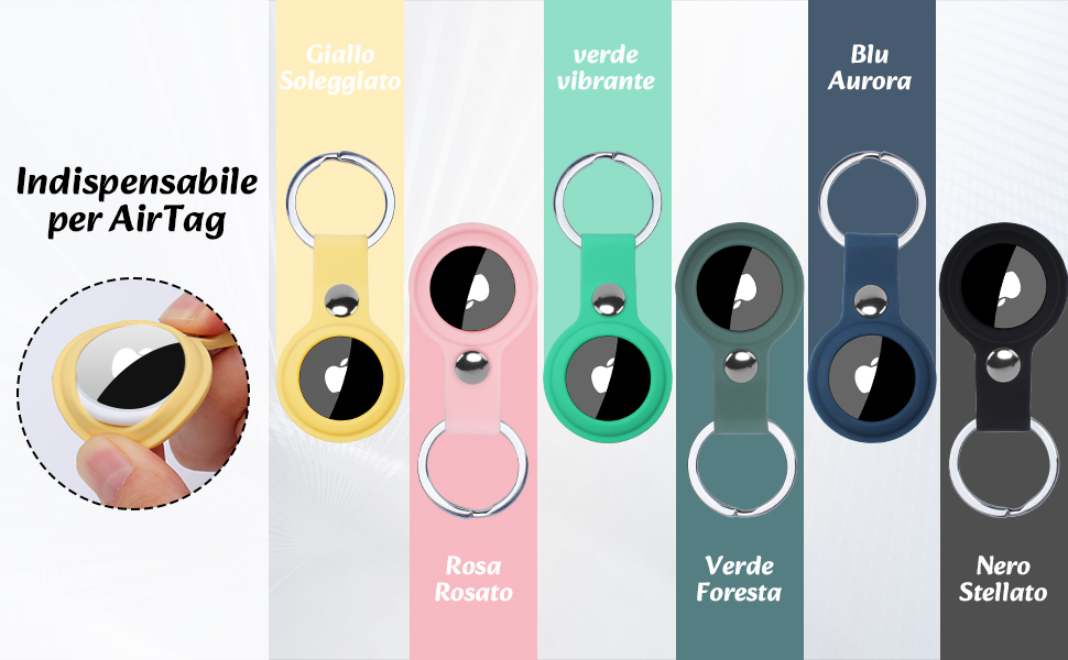 Alyvisun Porta AirTag [6 pacchi], Portachiavi AirTag Custodia Colorato Silicone : Amazon.it