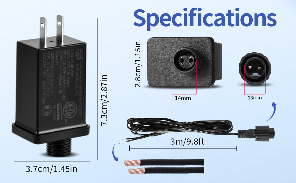 Amazon.com: 2 Pack 12V 1A Yard Inflatable Adapters Replacement, Class 2 Power Supply Adaptor ...