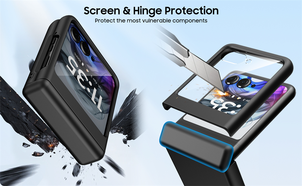 Amazon.com: MAKAVO for Motorola Razr 2024 Case, Built-in Outer Screen Protector & Hinge ...