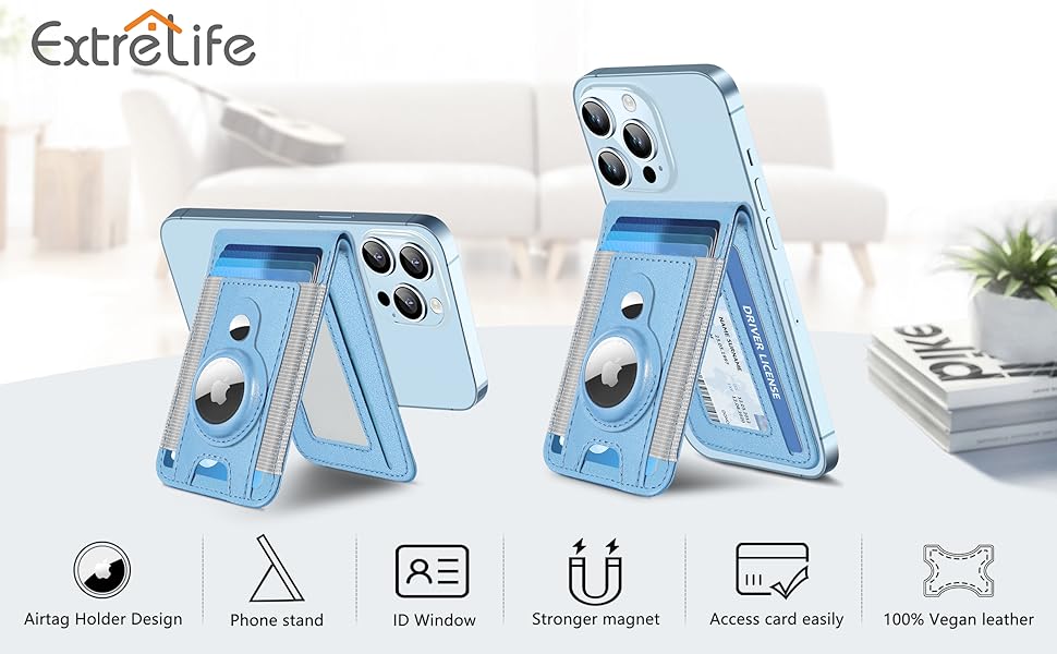 Amazon.com: ExtreLife for Magsafe Wallet with Airtag Holder, Magnetic Wallet for iPhone 16/15/14 ...