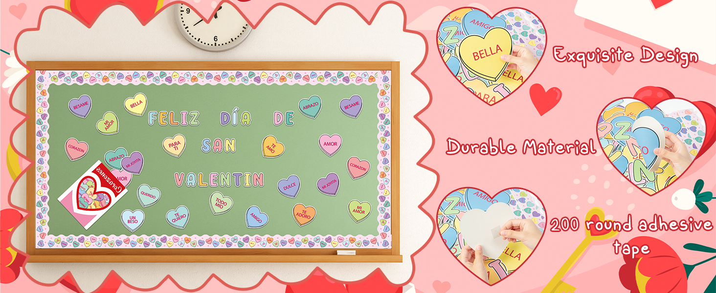 Amazon.com : CPicdn 126Pcs Valentine’s Day Conversation Heart Spanish ...