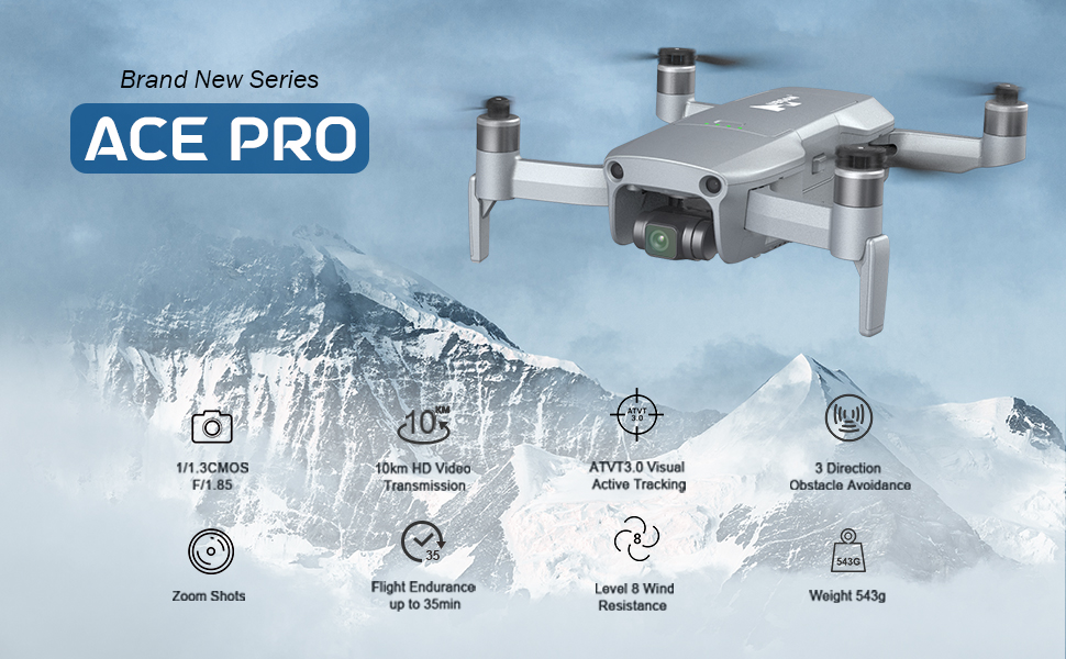 Hubsan ACE Pro Drone with Obstacle Avoidance, 4K Camera with 3-Axis Gimbal, 10KM Transmission ...