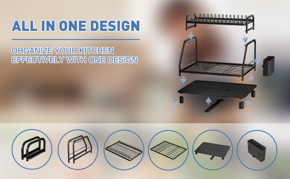 Dish Drying Rack,2 Tier Removable Top-Shelf Dish Racks for Kitchen Counter,Dish Drainers with ...