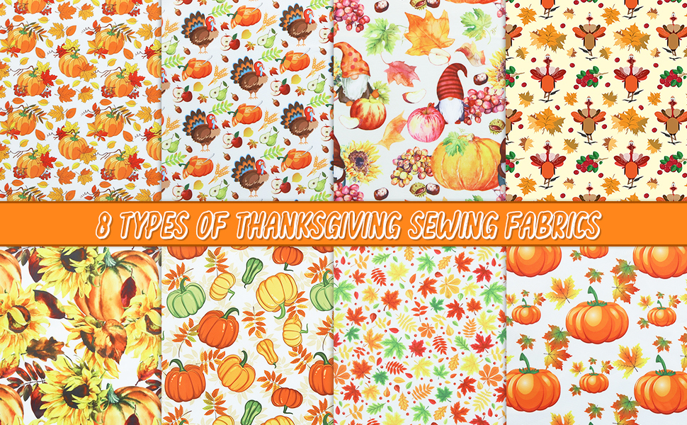 Amazon.com: Pack of 8 Thanksgiving Fat Squares Fabric Sheets Bundles ...