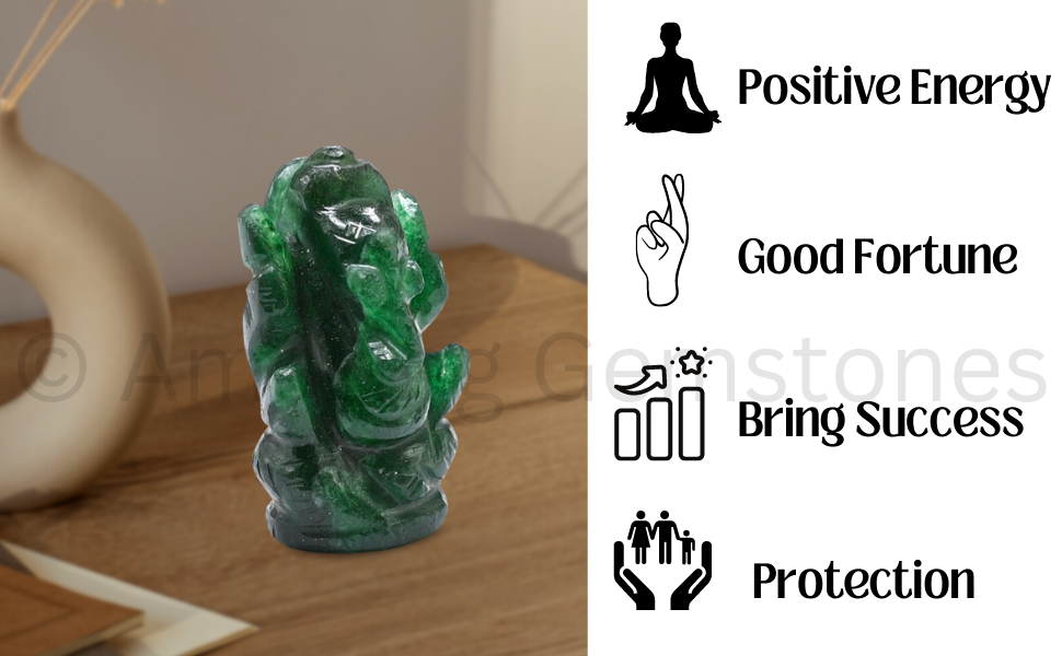 Amazon.com: Dark Green Aventurine Ganesha Idol - Crystal Ganesha Idol ...