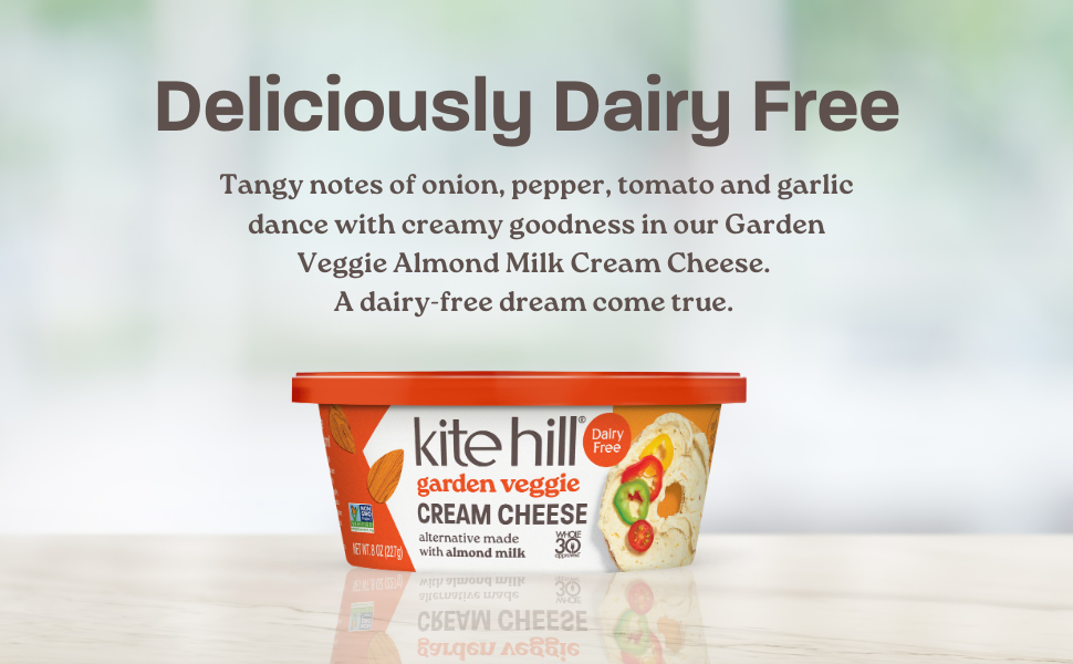 Amazon.com: Kite Hill Garden Veggie Almond Milk Cream Cheese Style Spread, 8 Ounces, Dairy Free ...