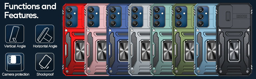 LeYi for Samsung Galaxy A25 5G Phone Case, with Camera Lens Cover Slider, 2 Pack Screen ...