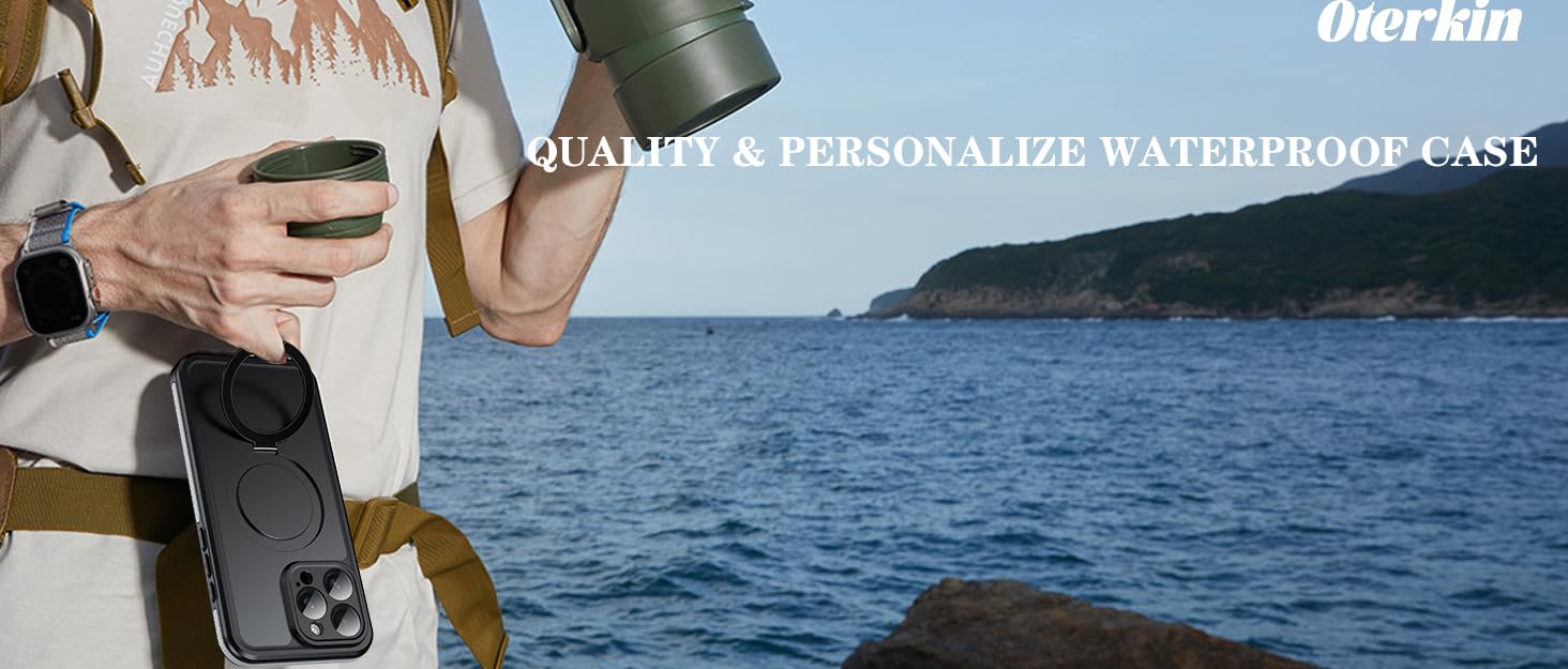 Amazon.com: Oterkin Magnetic Waterproof for iPhone 16 Case with [Built-in Screen Protector ...