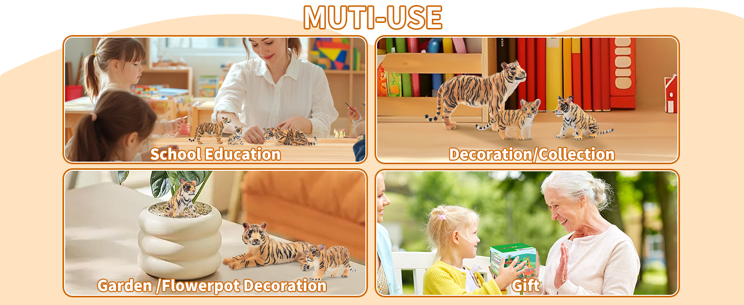 Amazon.com: Toymany 6PCS Realistic Tigers Figurines with Tiger Cubs, 2 ...