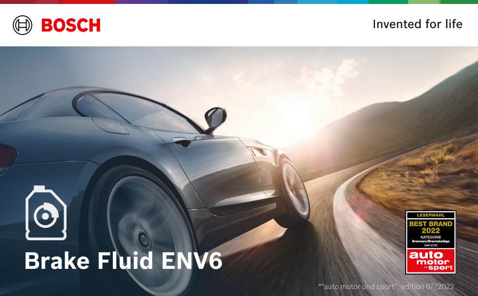 Bosch Brake Fluid ENV6, DOT 3, 4, and 5.1 Compatible, for Cars with or ...