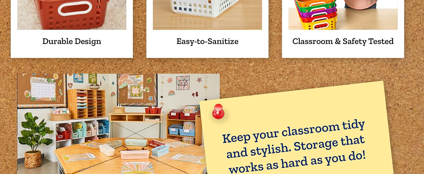 Amazon.com - Really Good Stuff Medium Plastic Book Baskets, 11" by 7.5 ...