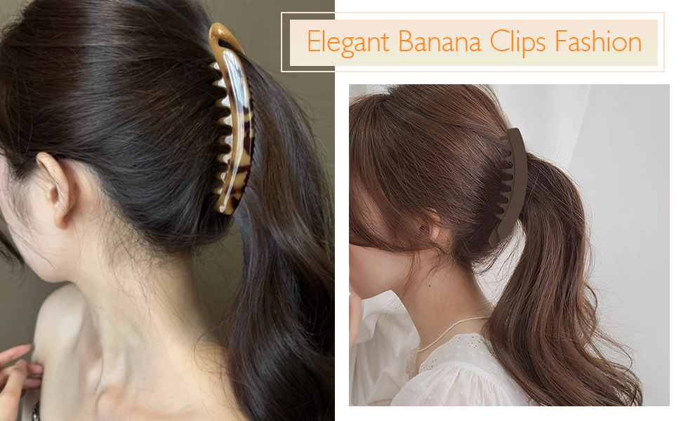 Pack of 6 Large Banana Hair Clips, Vintage Banana Hair Clips, Ponytail Hair Clip, Non-Slip ...