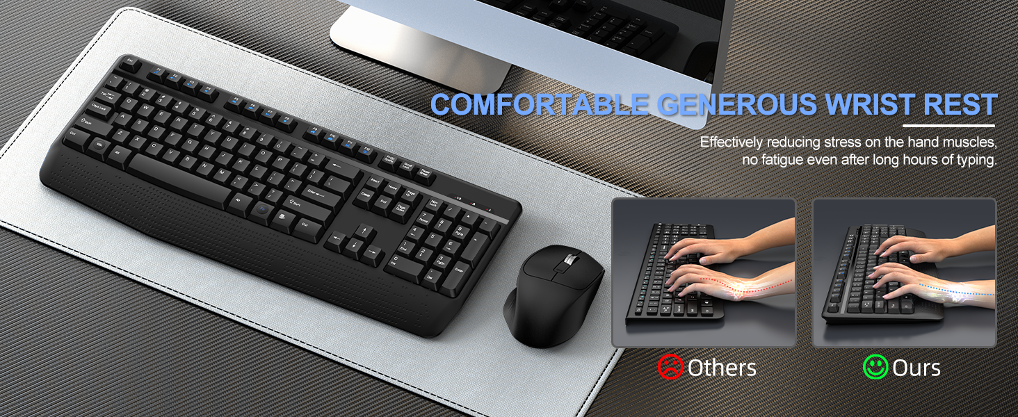Wireless Keyboard And Mouse Combo Edjo 2 4g Full Sized Ergonomic Computer Keyboard