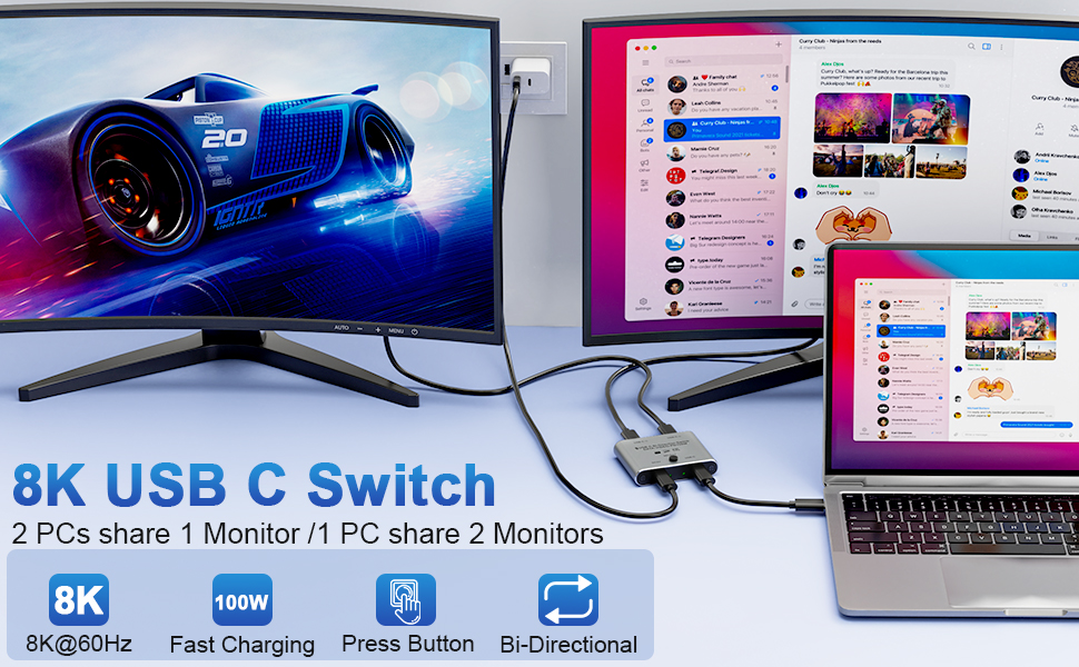 8k Usb C Switch Bi Directional Usb C Kvm Switcher Supports 8k 60hz 4k