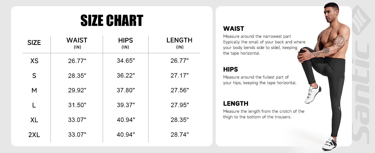 Amazon.com: Santic Men's Winter Cycling Pants Padded Thermal Bike Tights Cold Weather Fleece ...