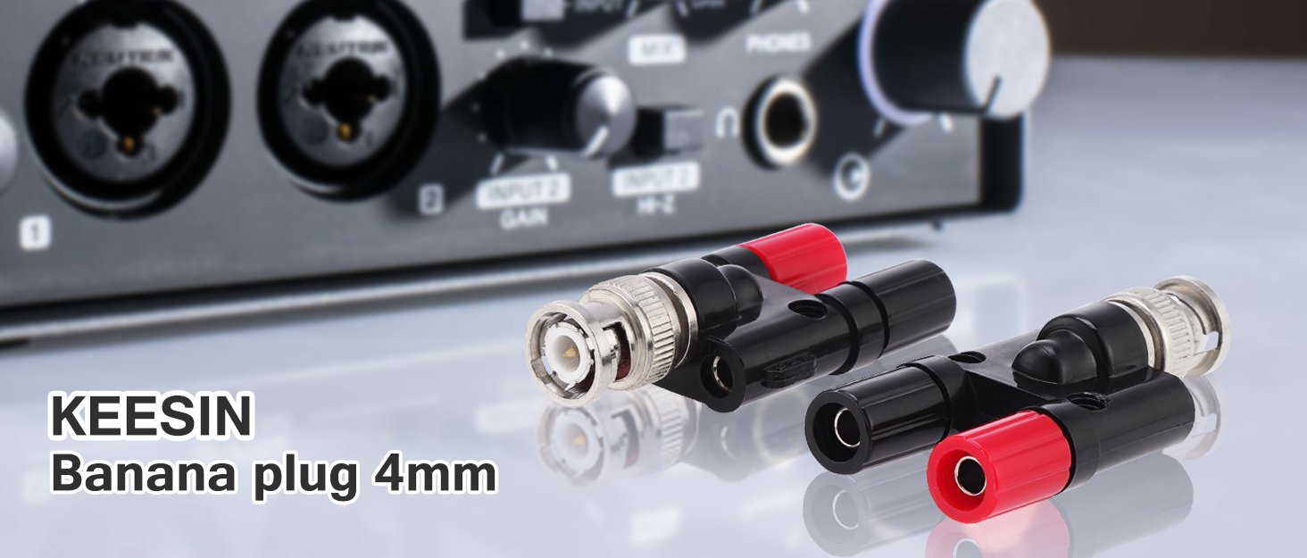KEESIN BNC Stecker auf Dual 4 mm Bananen Buchse Binding Post, BNC-Buchse auf Zwei Dual ...