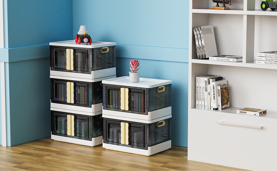 Amazon.com - 4 Pack 11 Gal Collapsible Storage Bins with Lids, Large ...