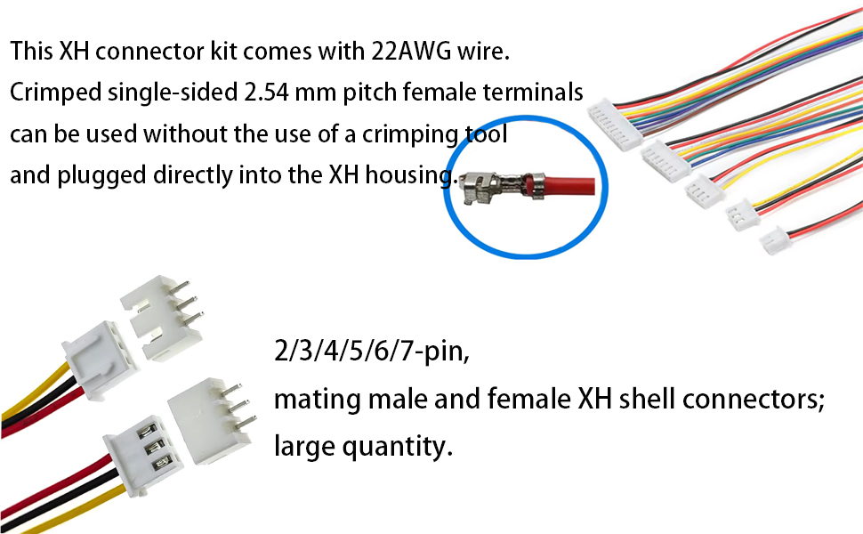 Amazon.com: Teansic XH 2.54mm Connector Kit,JST-XH Male and Female Connector Plugs with Pre ...