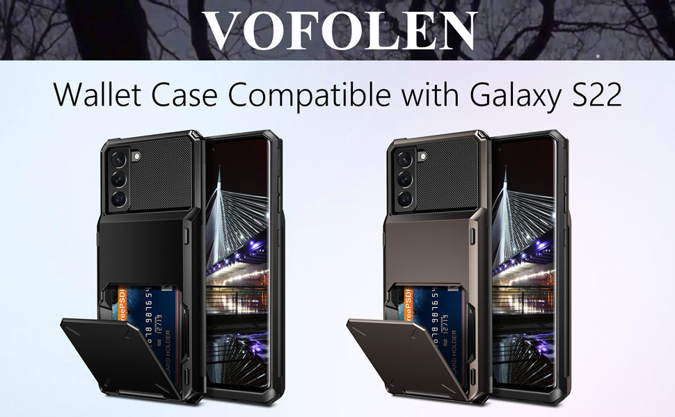 Amazon.com: Vofolen for Galaxy S22 Case Wallet Credit Card Holder 4-Card Slot Hidden Back Pocket ...