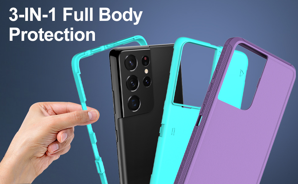 Amazon.com: Aliruke Case for Samsung Galaxy S21 Ultra Phone Case for S21 Ultra 5G Black/Black ...