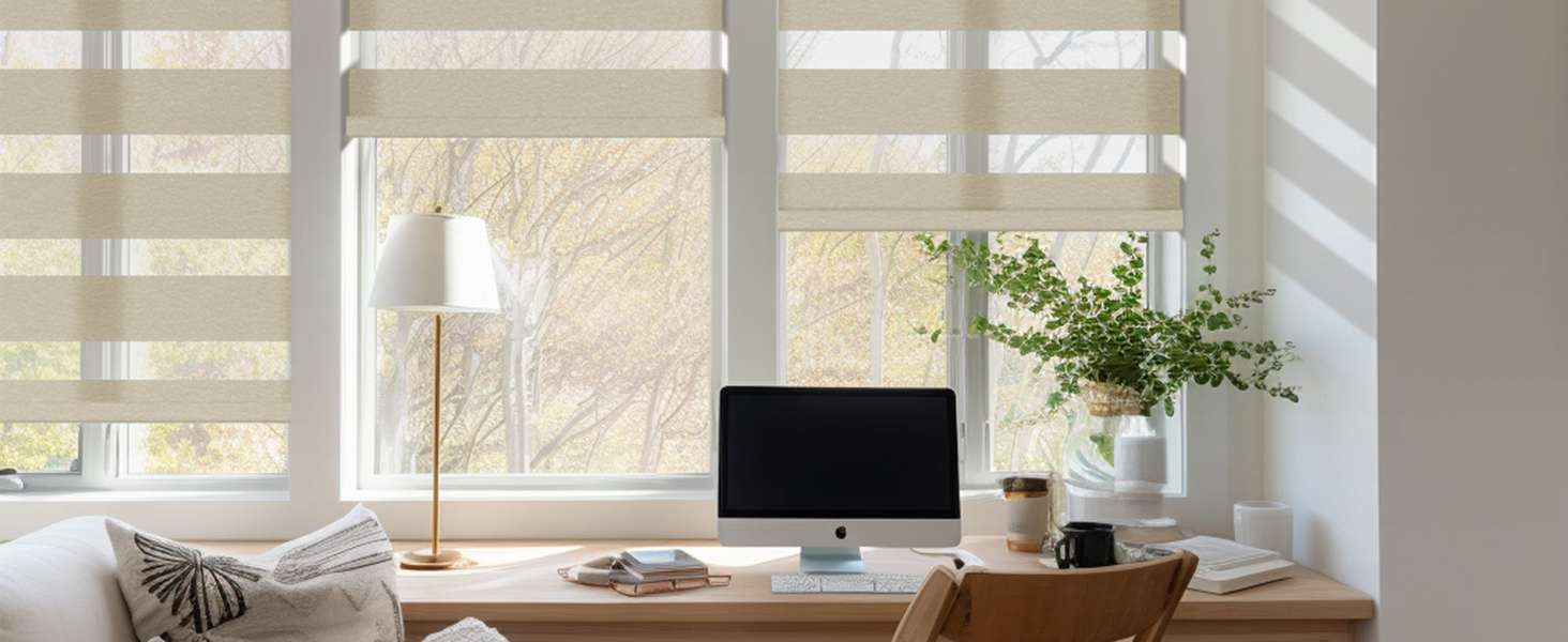 Amazon.com: HOTSOON No Drill No Tools Cordless Zebra Blinds for Windows, Light Filtering No ...