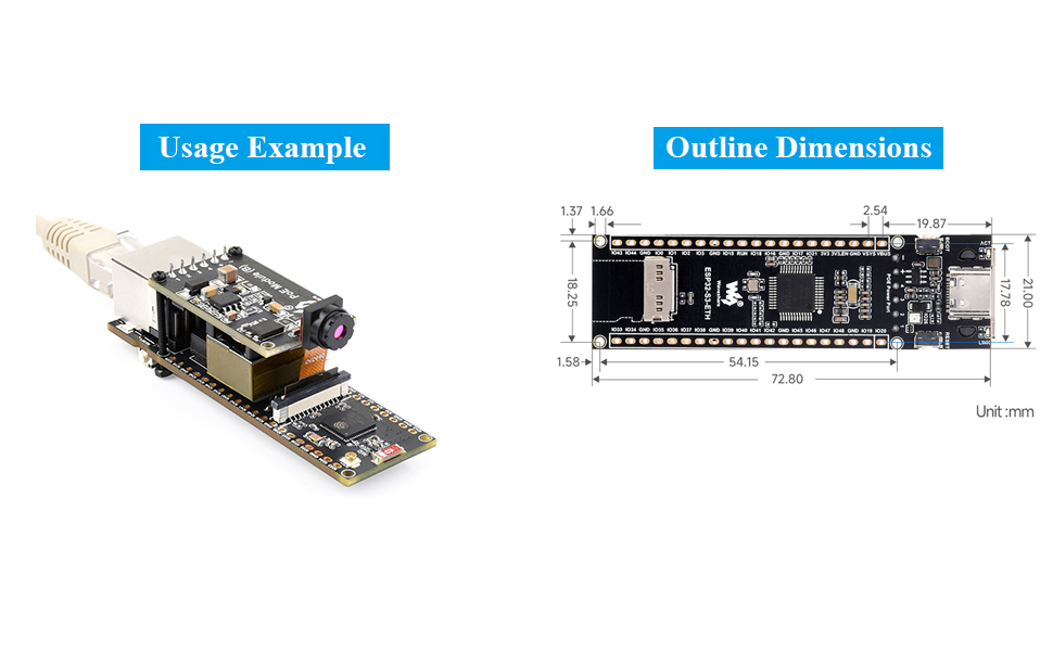 Amazon.com: ESP32-S3 Ethernet Development Board, 10/100Mbps RJ45 ETH ...