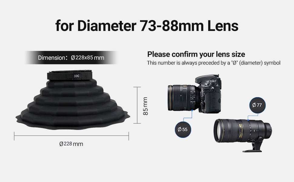 JJC Universal Anti-Reflective Silicone Lens Hood for 73mm~88mm Diameter Lens, Blocking ...