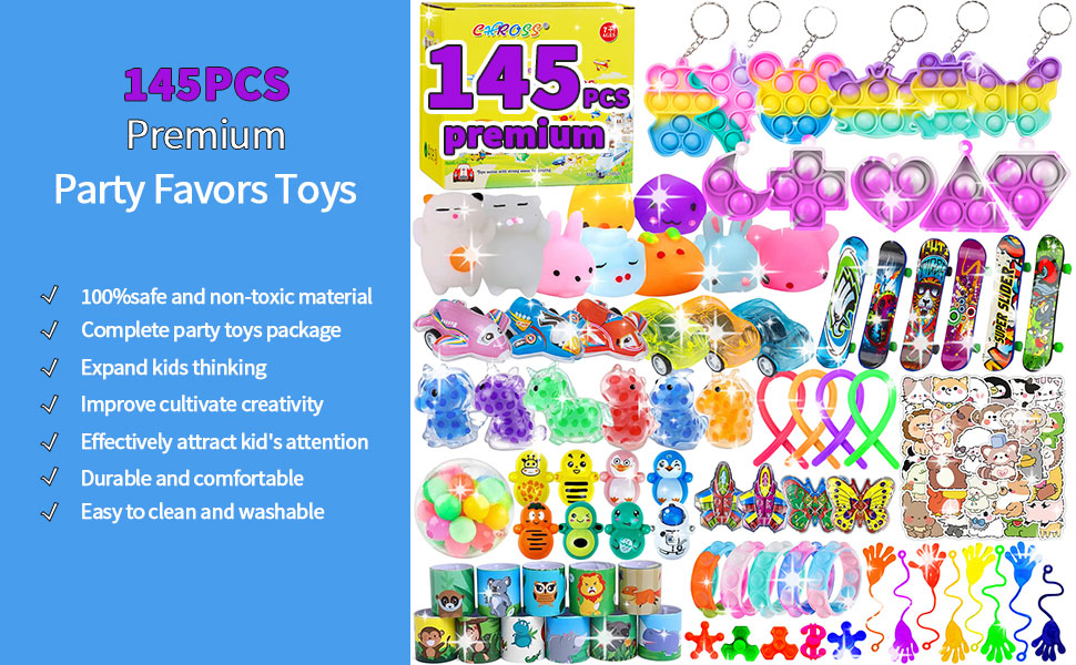 Amazon.com: 145 Pcs Party Favors for Kids, Pop Fidget Toys Pack, Goodie Bags Fillers for Kids ...