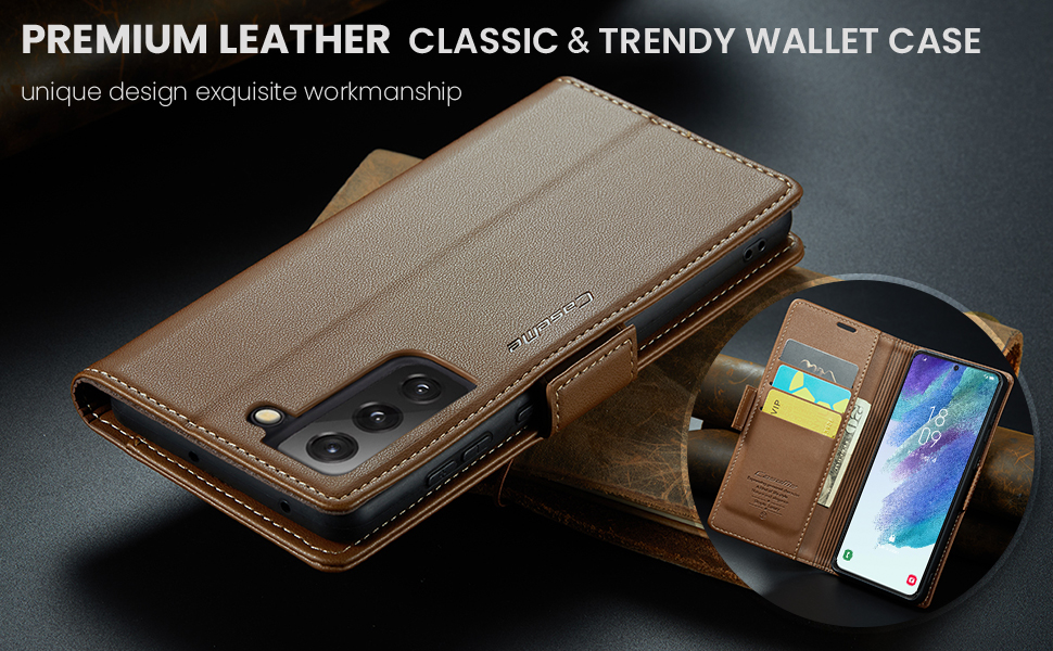 Amazon.com: FCOZCKLOM Compatible with Samsung Galaxy S21FE Wallet Case[RFID Blocking], PU ...